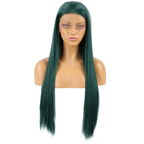 Unique Bargains Women's Long Straight Lace Front Wigs With Adjustable ...