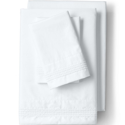 Lands' End Supima Cotton No Iron Sateen Embroidered Sheets - 400 Thread ...