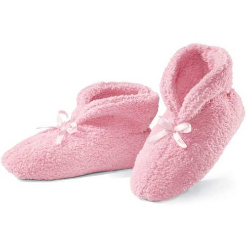 Collections Etc Ultra Plush Chenille Slippers Medium Pink Plush ...
