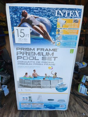 Intex 15'x42" Prism Frame Above Ground Swimming Pool Set - Gray Model ...