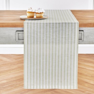 Solino Home Stripe Linen Table Runner Sage And White 14 X 72 Inches ...