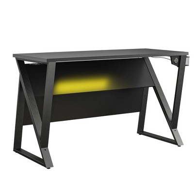 Gaming Desk With Led Lights And Headphone Holder Black - Room ...