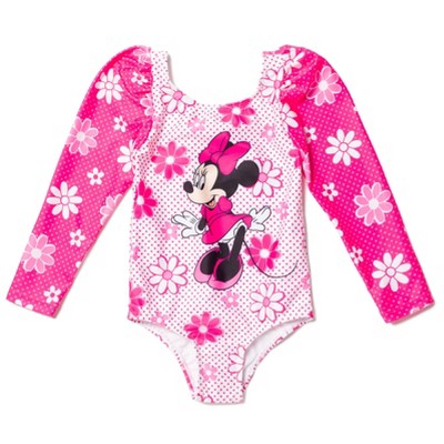 Disney Minnie Mouse Little Girls One Piece Bathing Suit Floral Pink 6 ...