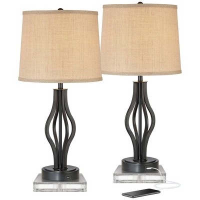 360 Lighting Heather Modern Table Lamps Set Of 2 With Square Risers 27 ...