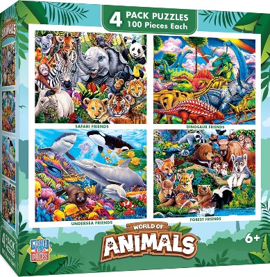 Masterpieces Kids Jigsaw Puzzle Set - World Of Animals 4-pack 100 ...