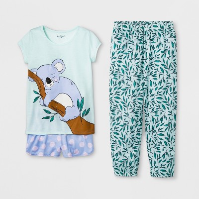 Girls' Koala Print 3pc Pajama Set - Cat & Jack™ Light Green L – BrickSeek