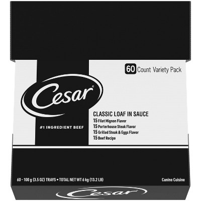 Cesar Classic Loaf In Sauce Variety Pack Egg, Steak And Beef Flavor Wet ...