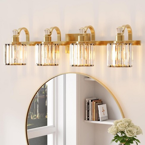 Crystal Gold Bathroom Vanity Light 4 Light Modern Bathroom Vanity Light ...