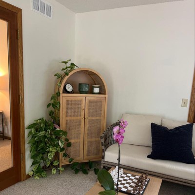 Woven Arched Wood Cabinet Light Brown - Threshold™ : Target