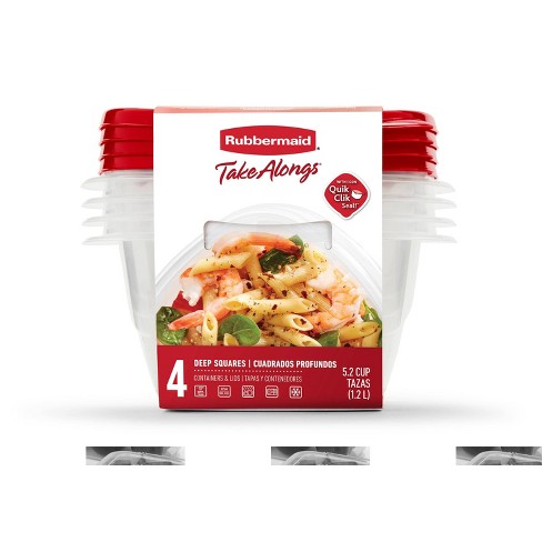 Rubbermaid 4pk 5.2c Takealongs Deep Square Food Storage Containers Ruby ...