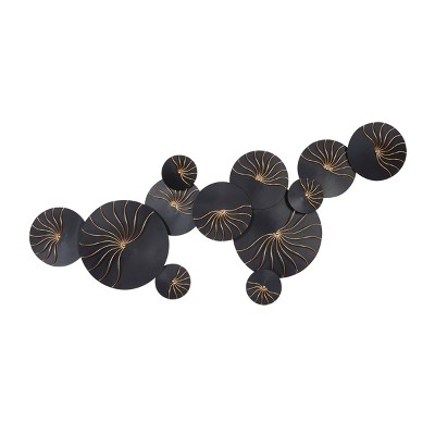 Metal Plate Wall Decor With Gold Accents Black - Olivia & May : Target