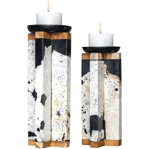 Uttermost Illini Coral Stone Pillar Candle Holders Set Of 2 : Target