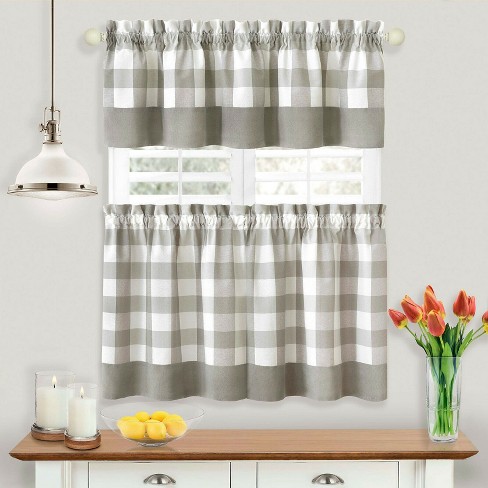 Kate Aurora Modern Country Farmhouse 3 Piece Plaid Checkered Cafe ...