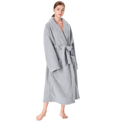 Catalonia Womens Bathrobe, Warm Comfy Plush Long Robe, Gray, Large : Target