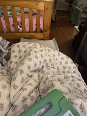 Lofty Cotton Slub Woodblock Print Floral Quilt Off White/mauve ...