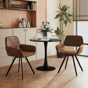Homy Casa 3-Piece Dining Set for 2, Round Kitchen Table with 2 ...
