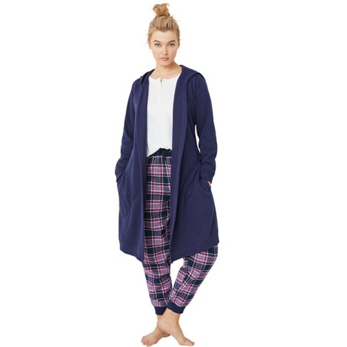 Ellos Women's Plus Size Hooded Fleece Robe - M, Navy : Target