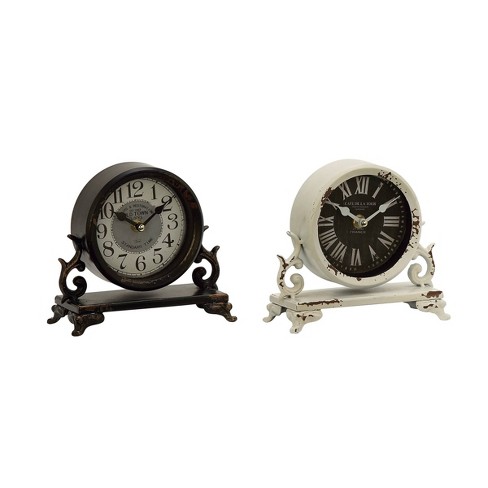 Set Of 2 Metal Scroll Clocks Black - Olivia & May: Silent, Vintage ...