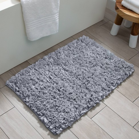 30 x20 Petal Bath Rug Gray Moda At Home Heavyweight Polyester Tufted Machine Made Bathroom Rug Target