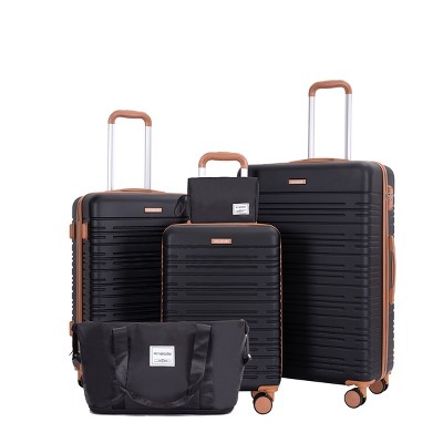 5-piece Black Luggage Sets,20''24''28''luggage+a Travel Bag+a Toiletry ...