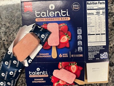 Talenti Mini Sorbetto Fruit Bars Summer Strawberry With Real Fruit ...
