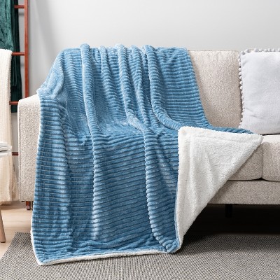 Pavilia Super Soft Fleece Flannel Ribbed Striped Throw Blanket, Luxury ...