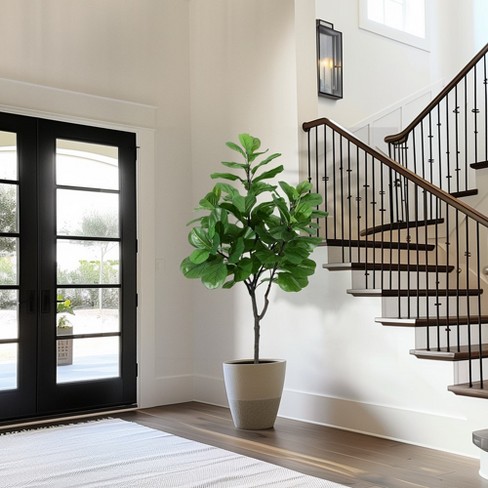 Whizmax Artificial Fiddle Leaf Fig Tree 6ft Tall Faux Silk Ficus Trees ...