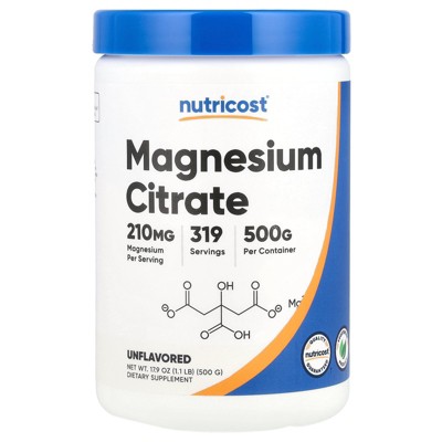 Nutricost Magnesium Citrate, Unflavored , 210 Mg, 17.9 Oz (500 G) : Target