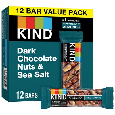 Kind Dark Chocolate Nuts & Sea Salt Nutrition Bars 12ct / 1.4oz : Target