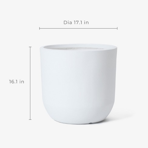 Luxenhome 17.1-inch Round Smooth Finish White Mgo Planter : Target