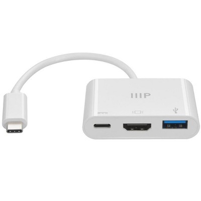 Monoprice 3-in-1 Usb-c To Hdmi Multiport Adapter, Compact, True Plug ...
