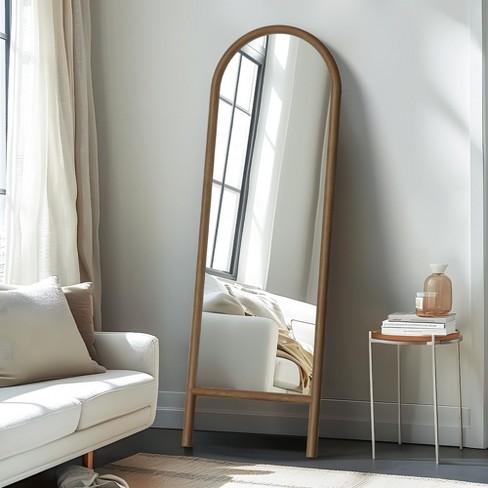 Dovelina Wood Frame Arch-top Full Length Mirror Leaning Mirror - 64"x21 ...