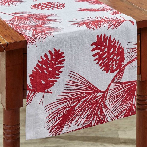 Patricia Heaton Home Cranberry Pinecone Table Runner 13" X 36" : Target