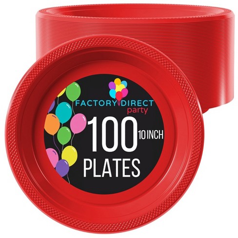 Exquisite Bulk 10 Inches Red Disposable Plastic Plate - 100 Count : Target
