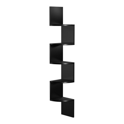 Vasagle Corner Shelf, 5-tier Floating Wall Shelf Black : Target