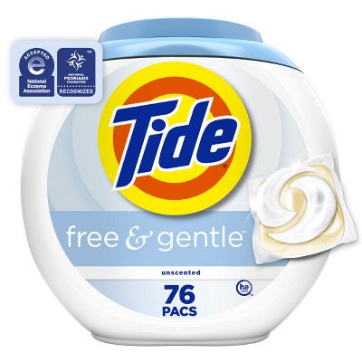 Tide Pods HE Compatible Laundry Detergent Pacs - Free & Gentle - 60oz ...