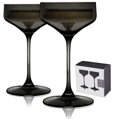 Viski Reserve Nouveau Smoke Gray Coupe Cocktail Glasses-crystal Colored ...