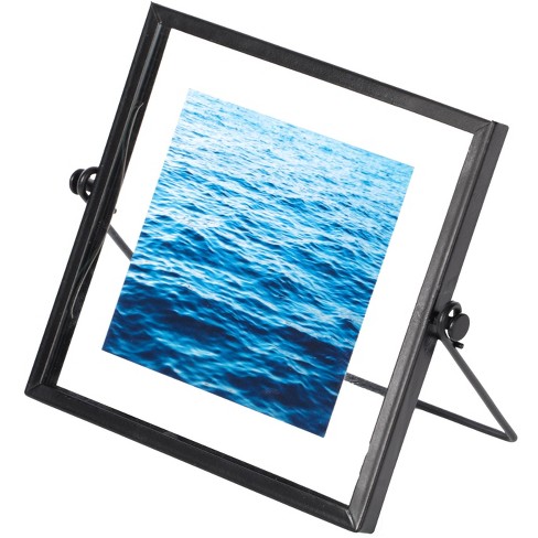Fabulaxe Modern Metal Floating Tabletop Square Photo Picture Frame With ...
