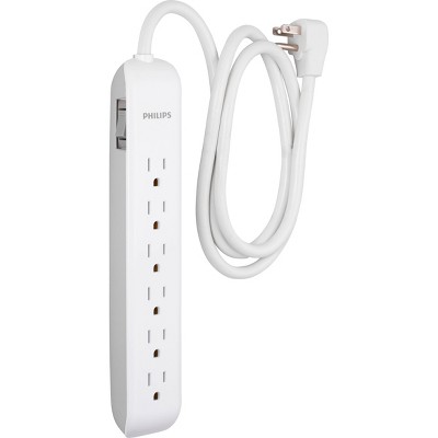 Philips 3-outlet Surge Protector With 8ft Braided Extension Cord, Gray ...