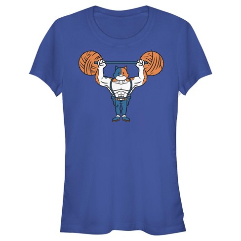 Junior's Women Fortnite Yarn Lifter Meowscles T-shirt - Royal Blue ...