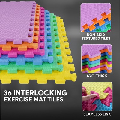 Balancefrom Fitness 144 Square Foot Interlocking Eva Foam Exercise Mat ...