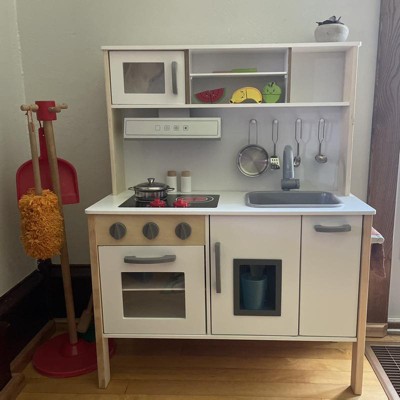 Costway Kids Kitchen Playset Wooden Pretend Play Chef Toy W/ Microwave ...