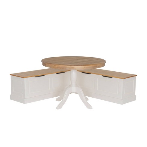 Tobin Backless Storage Corner Nook And Pedestal Table Dining Set ...