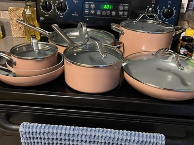 12pc Nonstick Ceramic Coated Aluminum Cookware Set Cream - Figmint ...