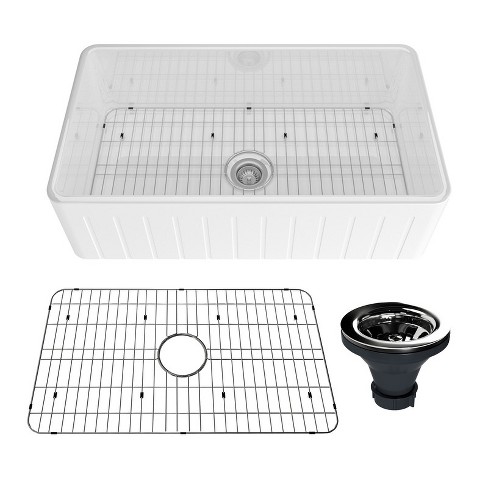 Casainc 33 Inch Single Bowl Fireclay Kitchen Sink Reversible ...