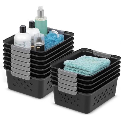 Iris Usa Small Plastic Storage Basket, 12-pack, Shelf Basket Organizer ...