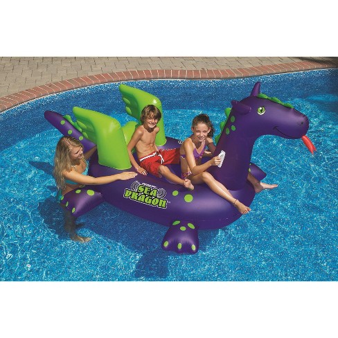 Swimline 89" Water Sports Inflatable Sea Dragon Swimming Pool Ride-on 2 ...