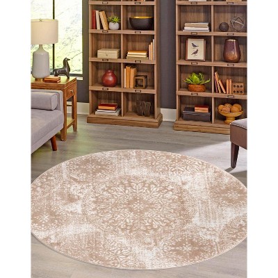 Unique Loom 7' 1 X 7' 1 Sofia Grand Beige Round Area Rug : Target