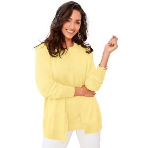 Jessica London Fine Gauge Button-Front Cardigan - 12, Butter : Target