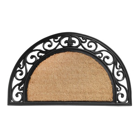 Rugsmith Natural Moulded Fleur De Lis Border Half Round Doormat : Target